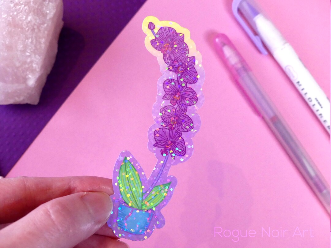 Orchid Sticker | Holographic or Matte Laminated Finish | Colorful ...