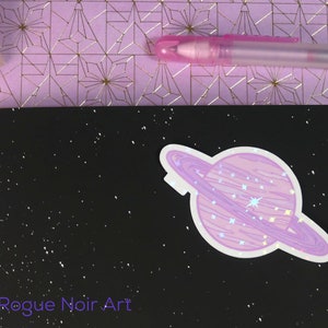 Holographic Pink Planet Sticker | Cute Space Stickers | Aesthetic Pink ...