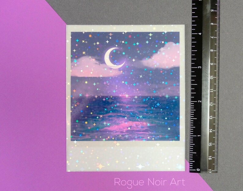 Holographic Ocean Art Print: Dreamy Polaroid Style - Etsy