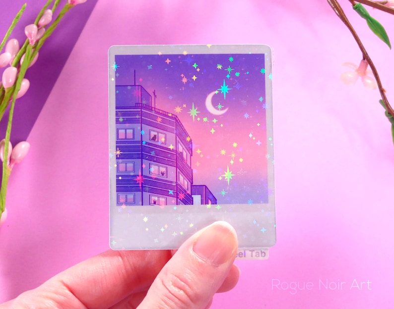 Holographic Aesthetic Sticker: Lofi Sky Polaroid Stickers - Etsy