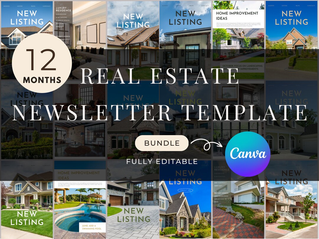 Editable Real Estate Newsletter Template for Canva | Monthly Pre-written Articles | Perfect for ...
