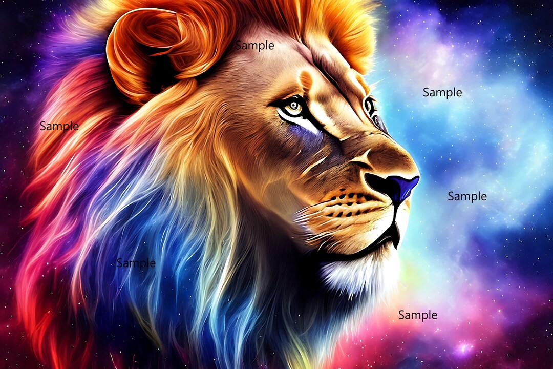 Abstract Colorful Lion Downloadable Art Print, Office Art, Home Decor ...