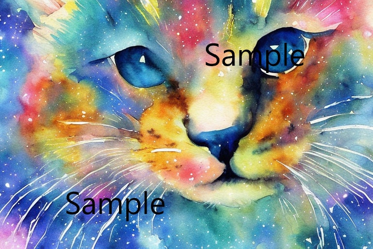 Cool Cat Art Print/ Digital Download/ Watercolor/ Office Art / Home ...