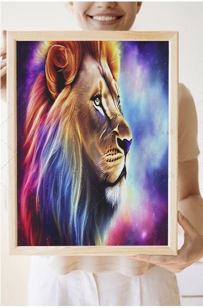 Abstract Colorful Lion Downloadable Art Print, Office Art, Home Decor ...