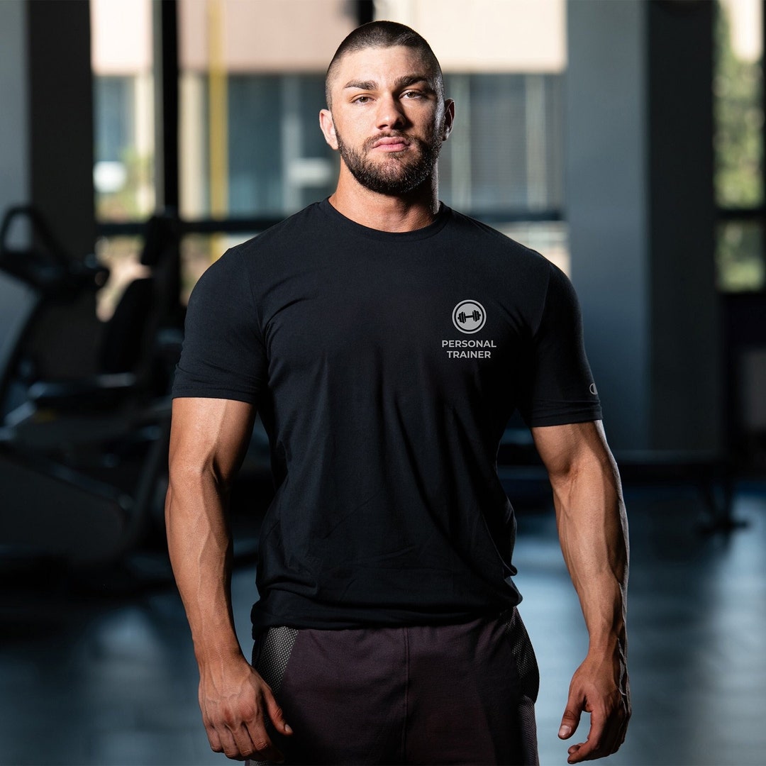 Personal Trainer Men's Black Workout T-shirt, Gym T-shirt, Graphic ...