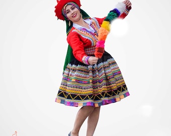 Traditional Peruvian Festive Costume - Colorful Andean Folk Dance ...