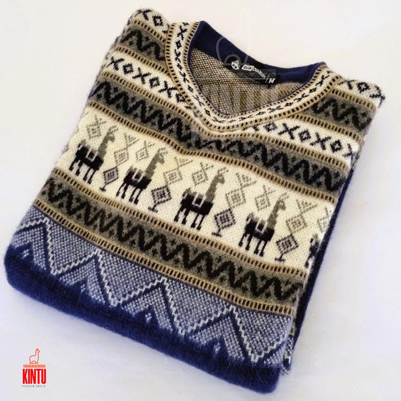 Traditional Alpaca Wool Sweater With Andean Llama Design - Etsy