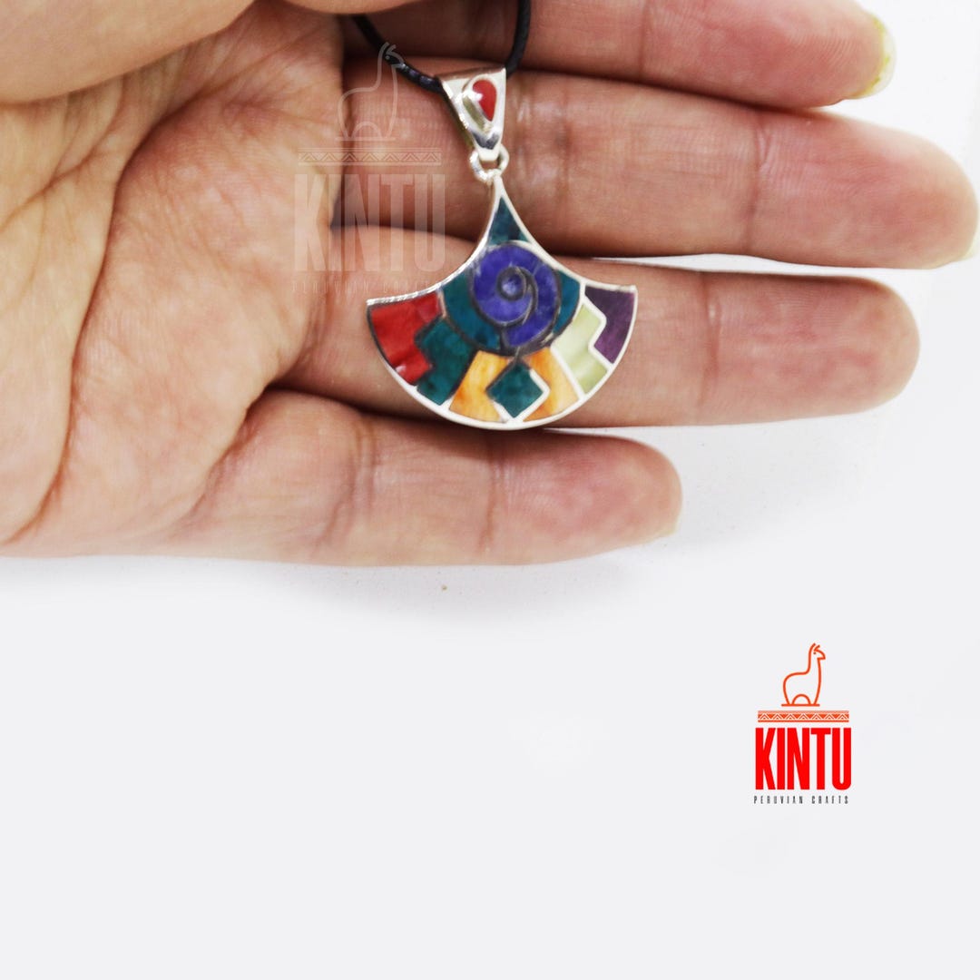 Tumi Blade Pendant With Inca Calendar and Natural Stones/gifts for ...