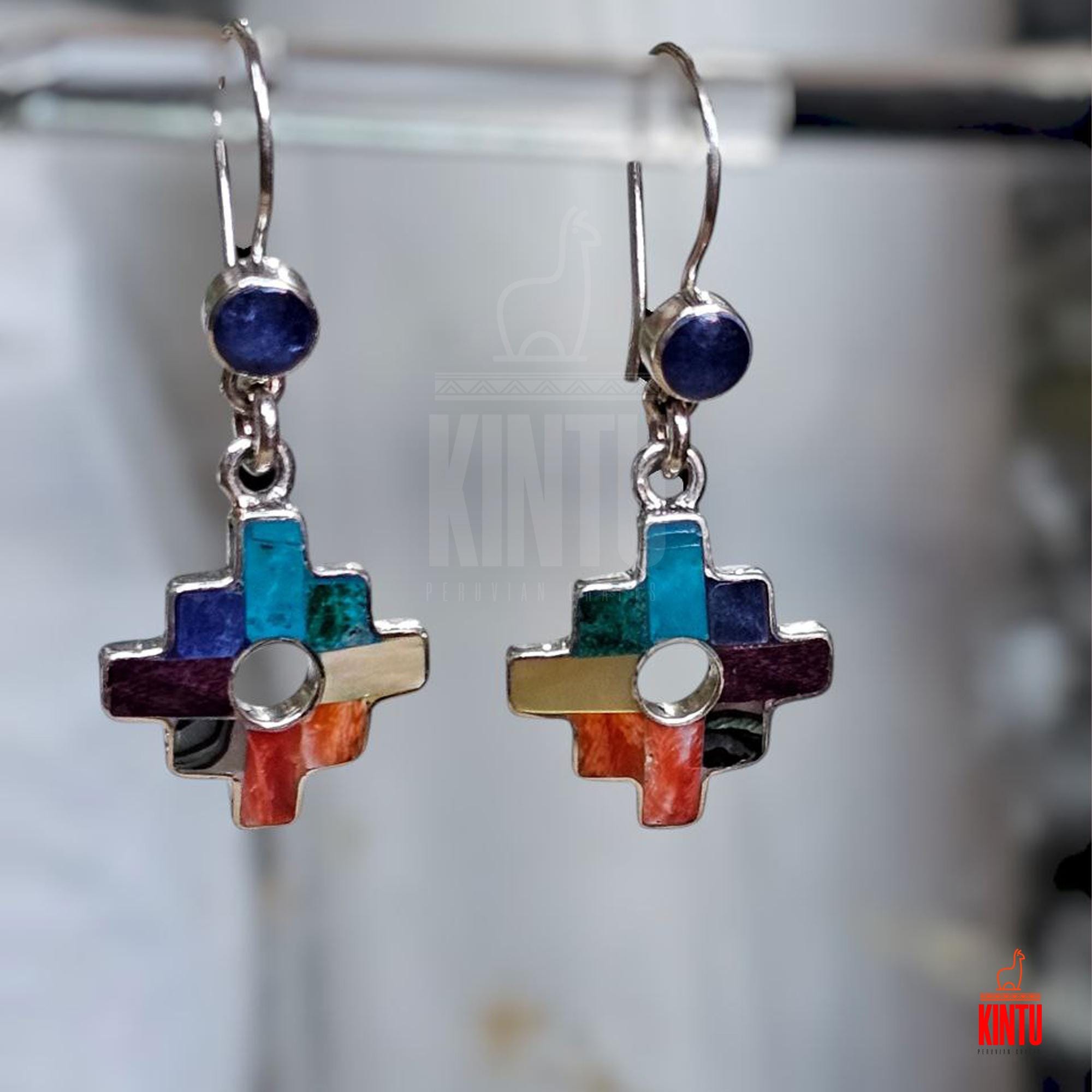 Eternal Chakana: Sterling Silver Andean Cross Set With Vibrant Inlay ...
