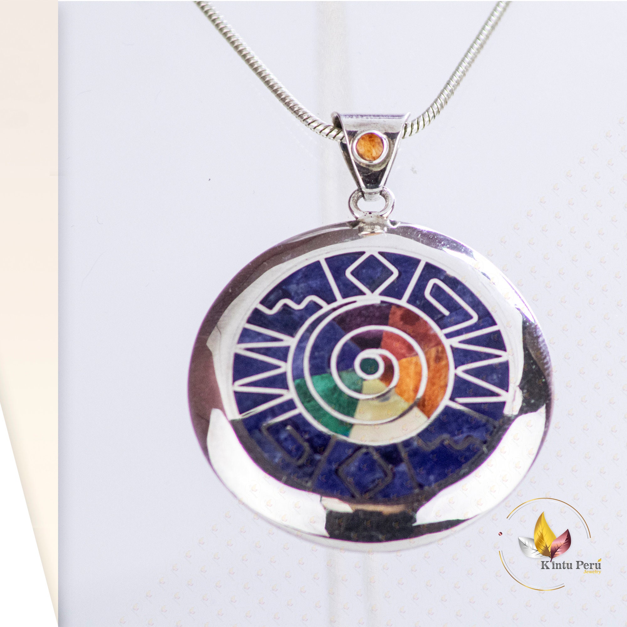 Inca calendar spiral pendant / Made in 950 silver / Handmade / | Etsy