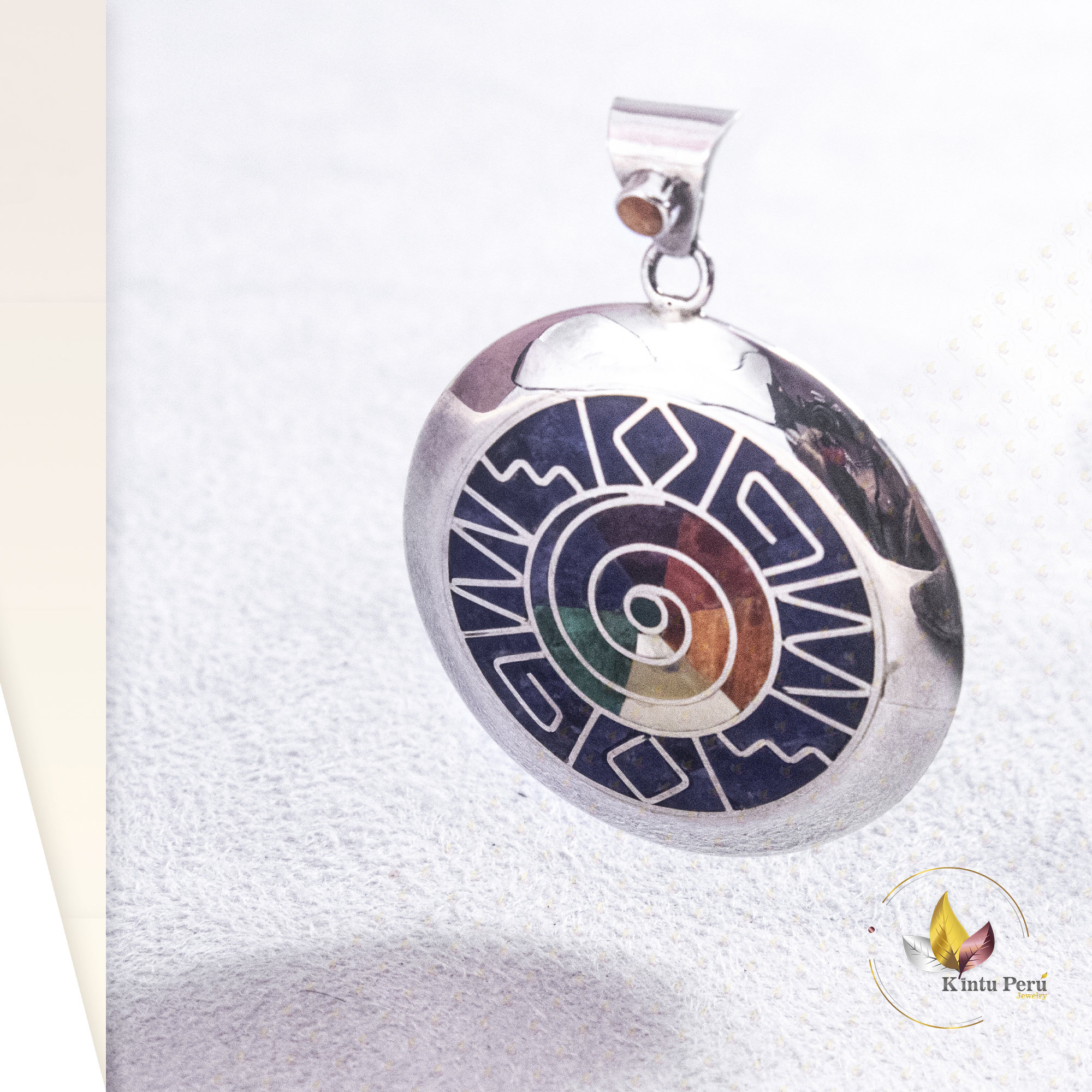 Inca calendar spiral pendant / Made in 950 silver / Handmade / | Etsy