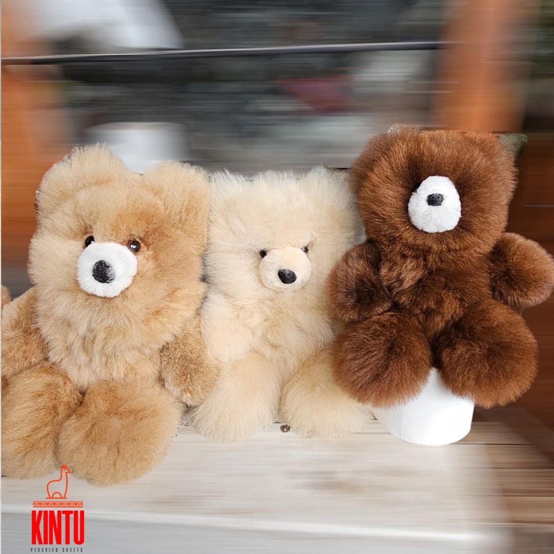 Baby Alpaca Fur Teddy Bear Stuffed Plush | 100% Handcrafted Baby Alpaca ...