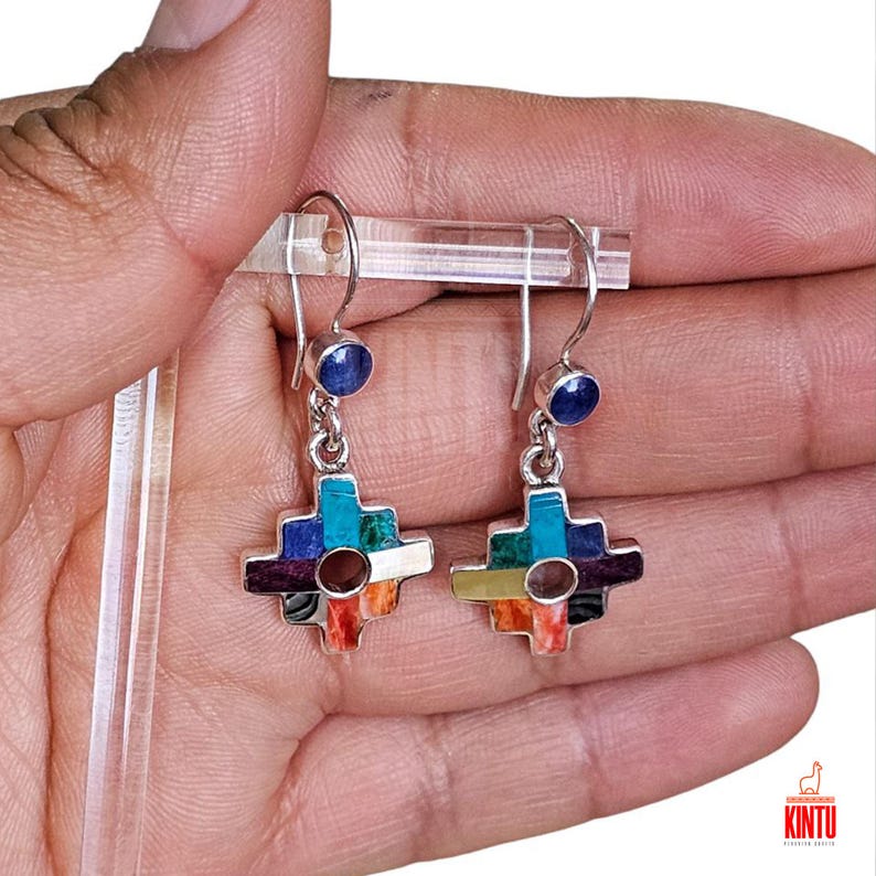 Eternal Chakana: Sterling Silver Andean Cross Set With Vibrant Inlay ...