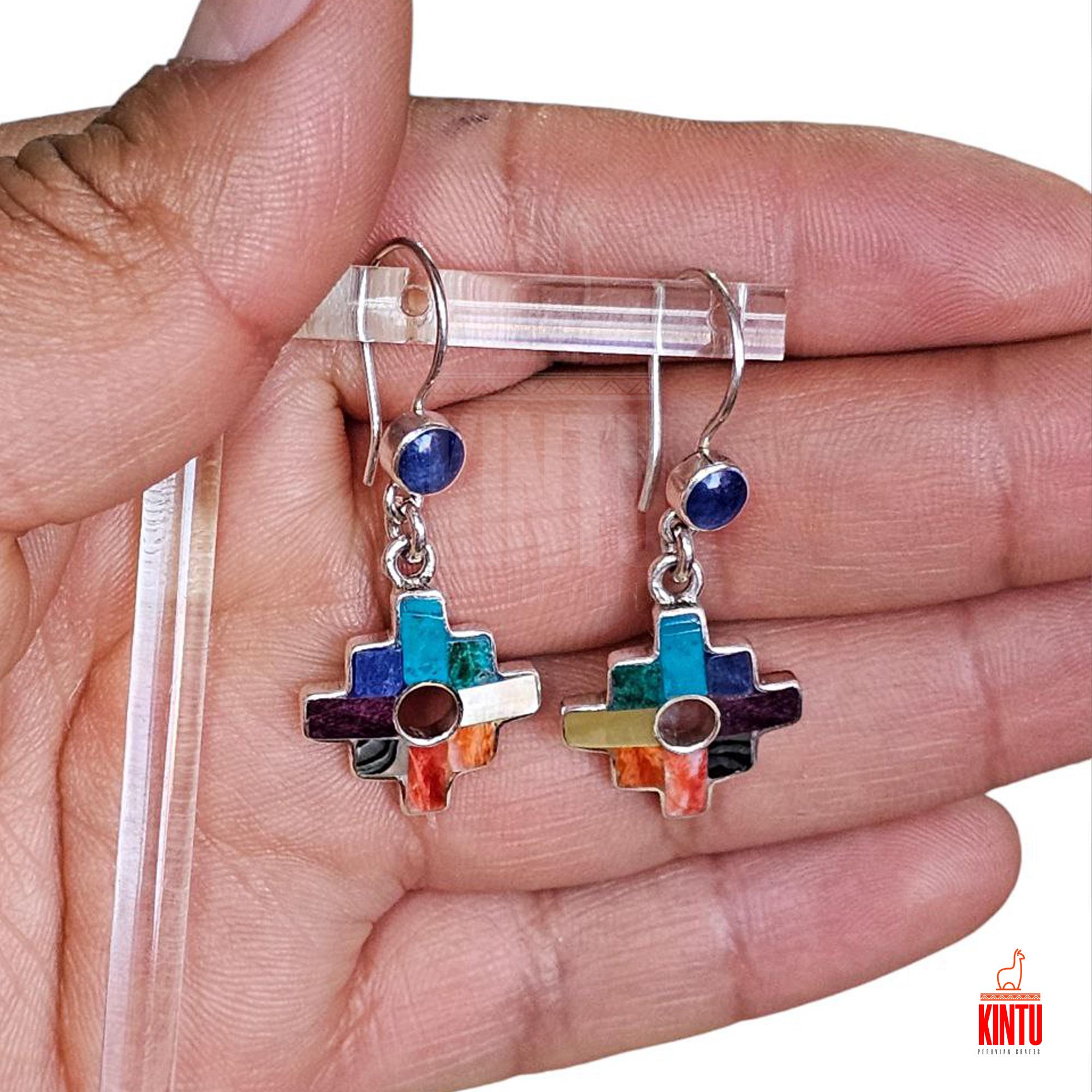 Eternal Chakana: Sterling Silver Andean Cross Set With Vibrant Inlay ...