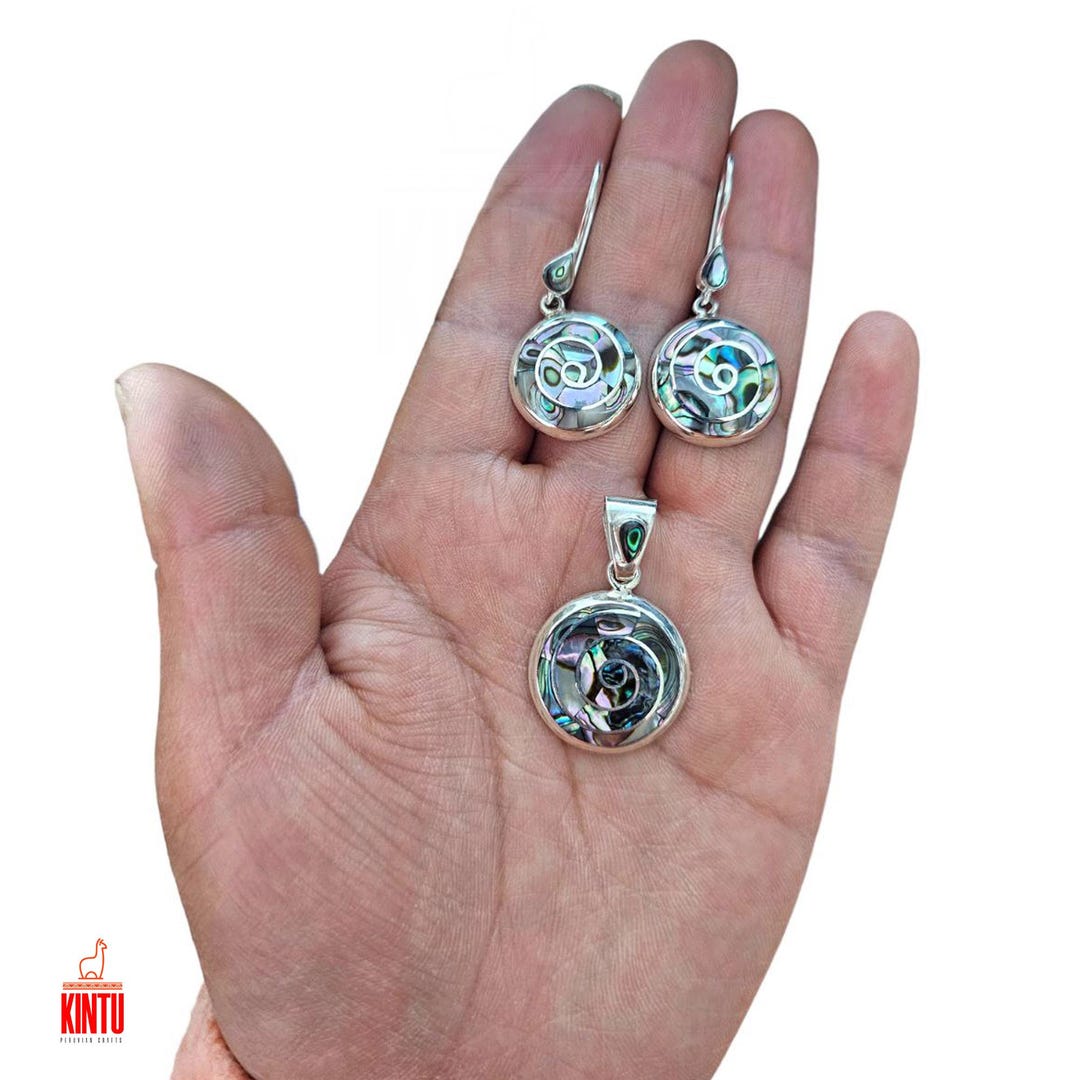 Pachamama Set - 950 Silver Necklace and Earrings With Abalone Shell ...