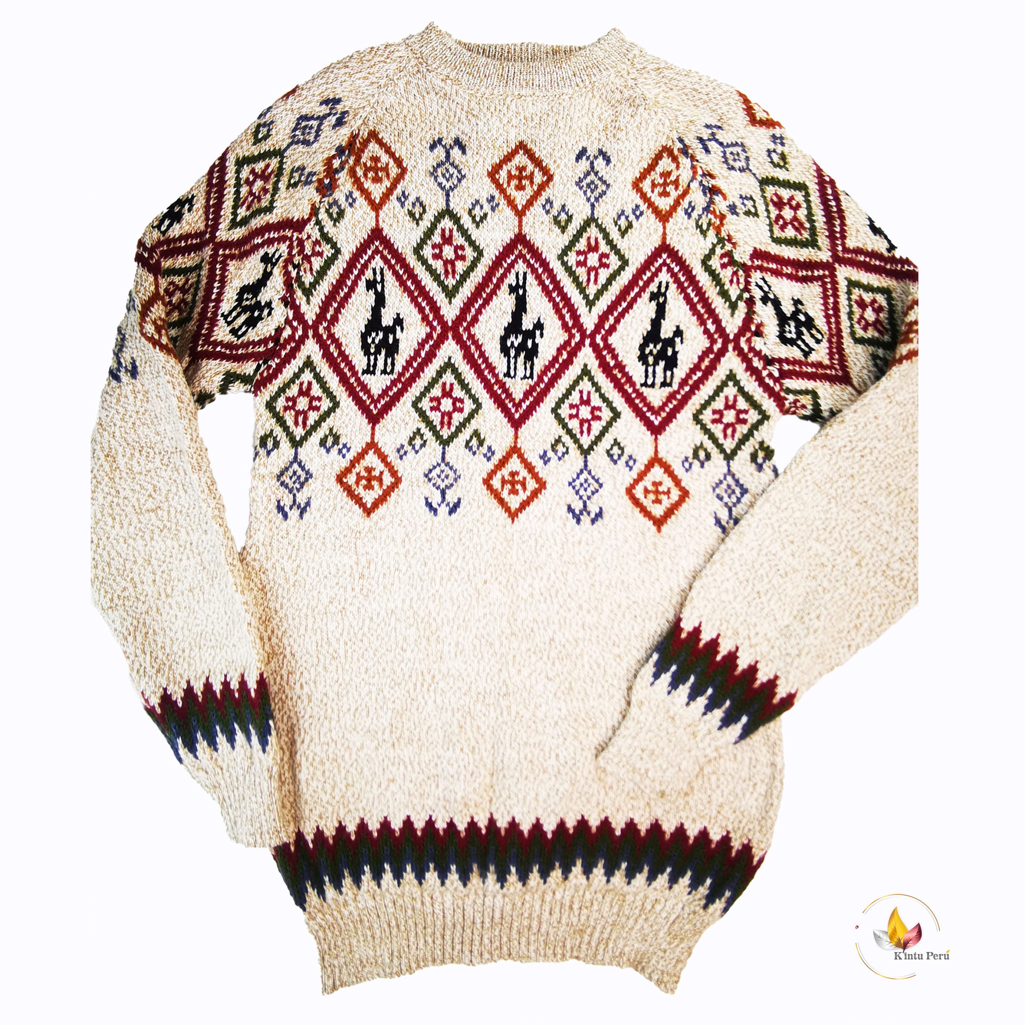 Andean Sweater Model Inca Geometry With Andean Llama/beige Sweater for ...