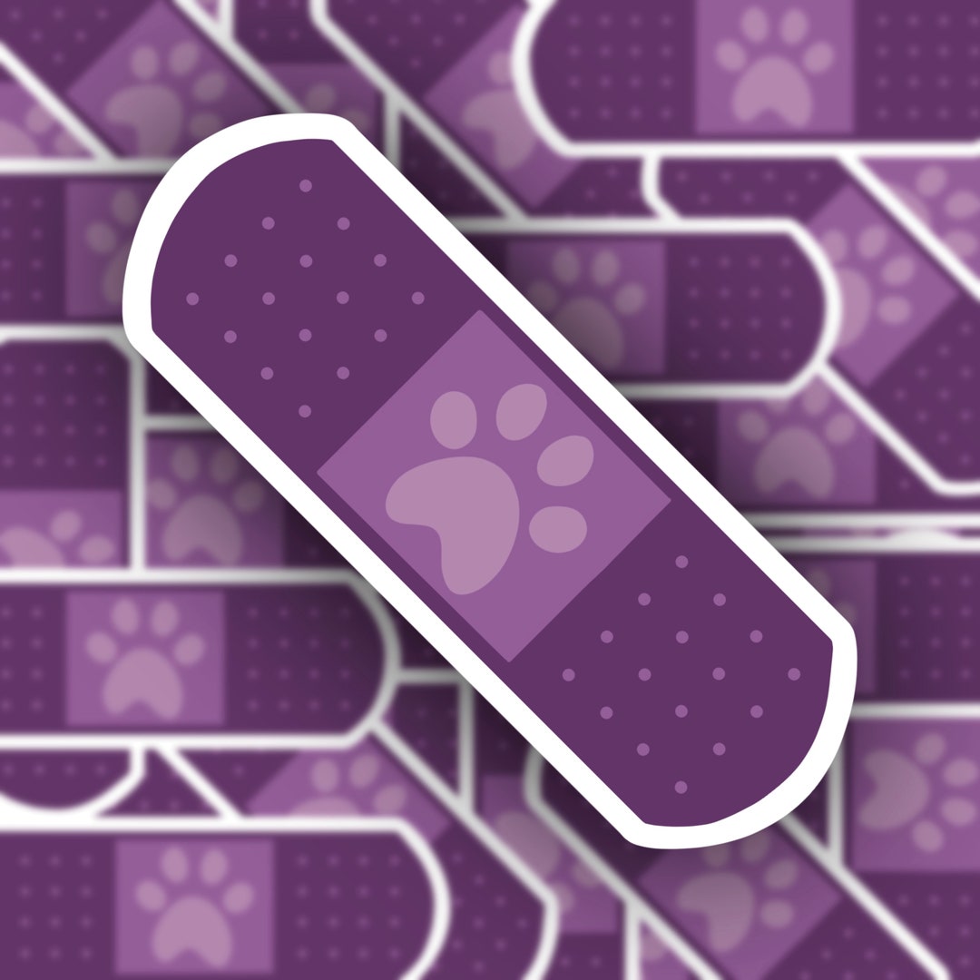 Purple Paw Print Bandage Sticker / Bandage Sticker / Paw Print Sticker ...