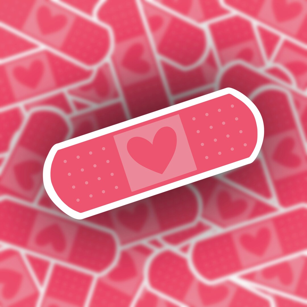 Pink Heart Bandage Sticker / Laptop Stickers / Laptop Decal / Tumbler ...