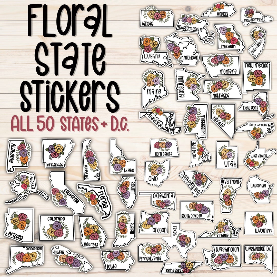 Floral State Stickers / Laptop Stickers / Laptop Decal / Tumbler ...