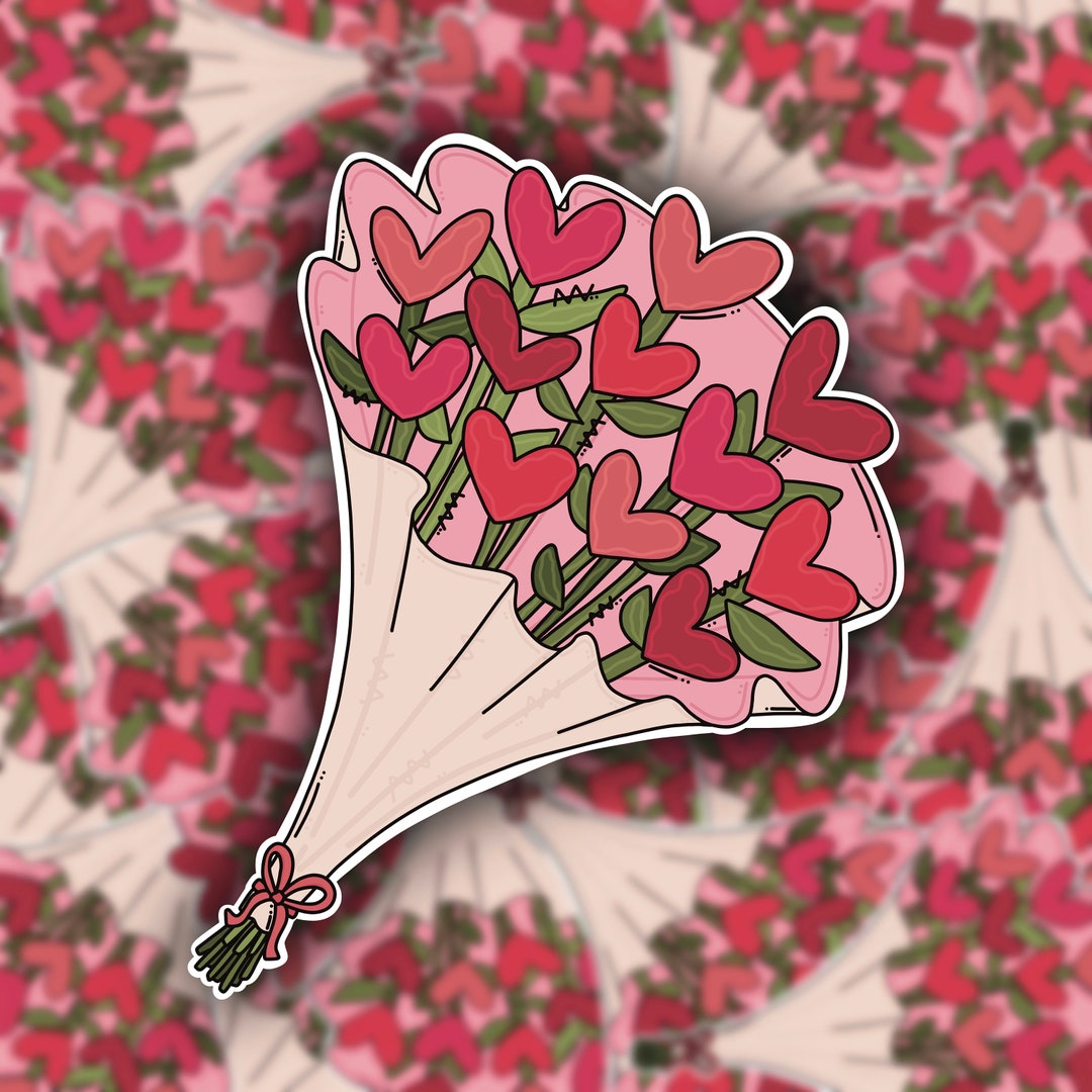 Heart Bouquet Sticker/ Valentine’s Day Sticker / Heart Sticker / Laptop ...