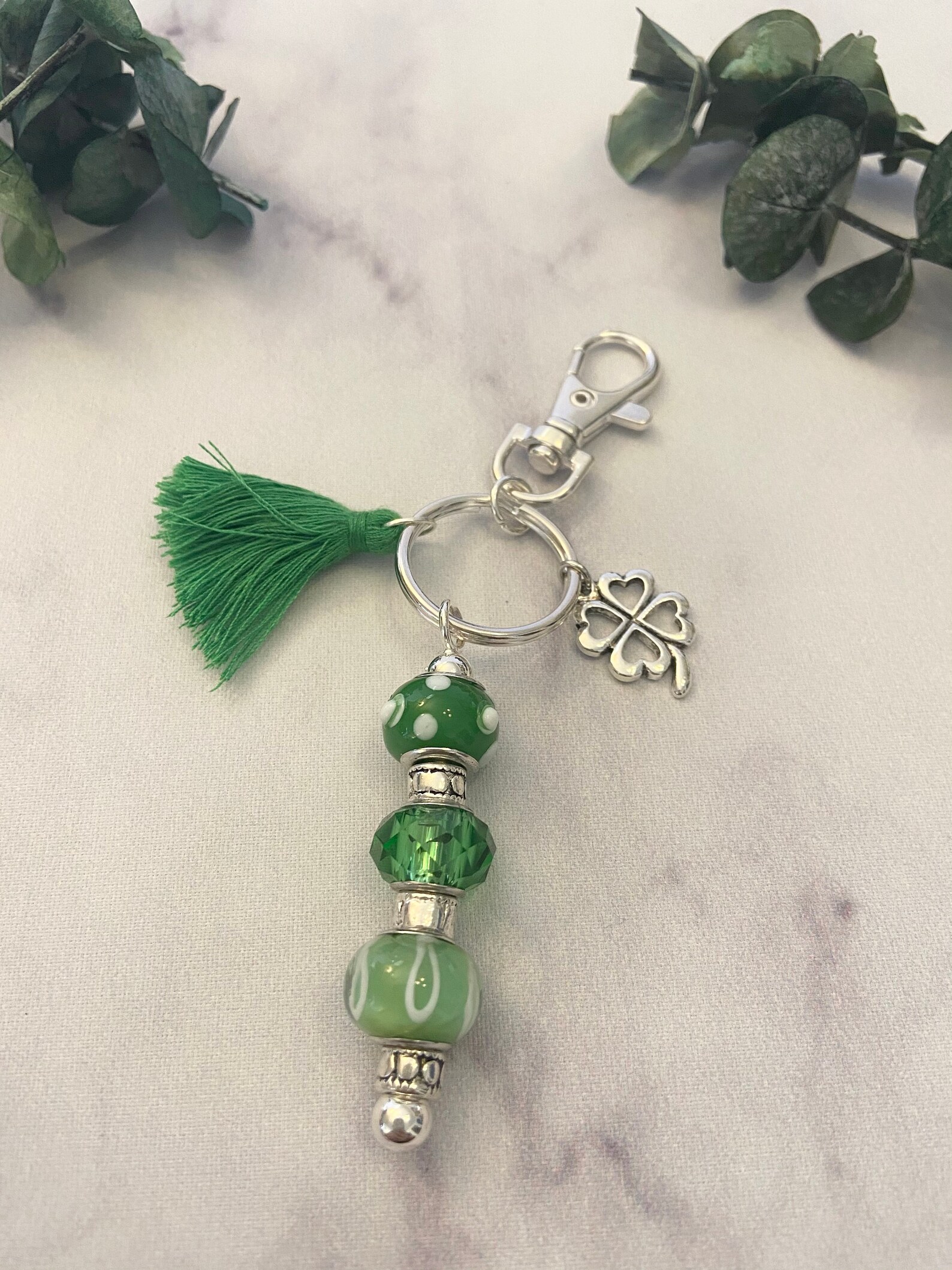Keychain St. Patricks glass bead green keychain gifts | Etsy