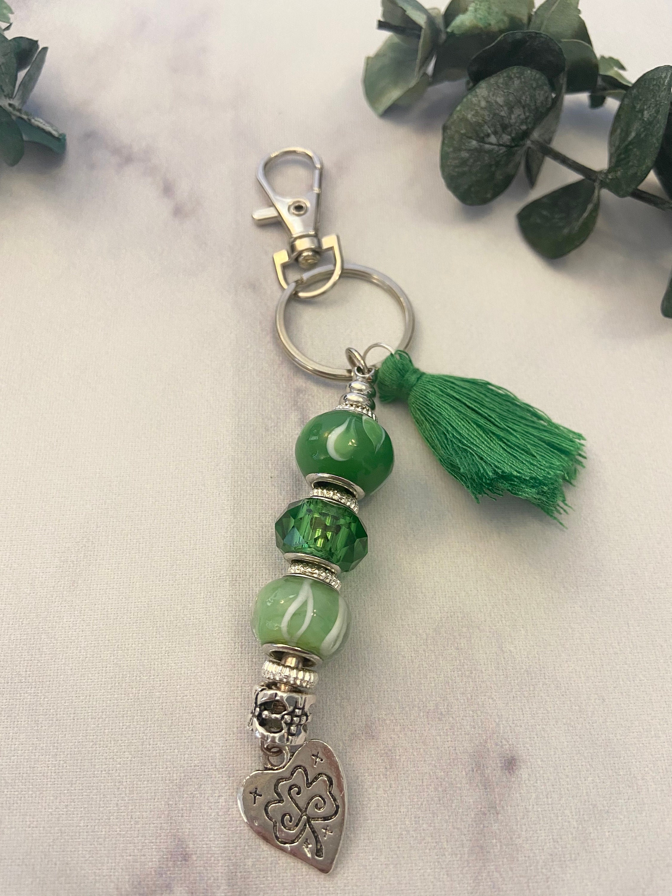 Keychain St. Patricks glass bead green keychain gifts | Etsy