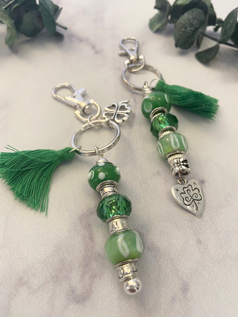 Keychain, St. Patrick’s, Glass Bead, Green Keychain, Gifts, Special ...