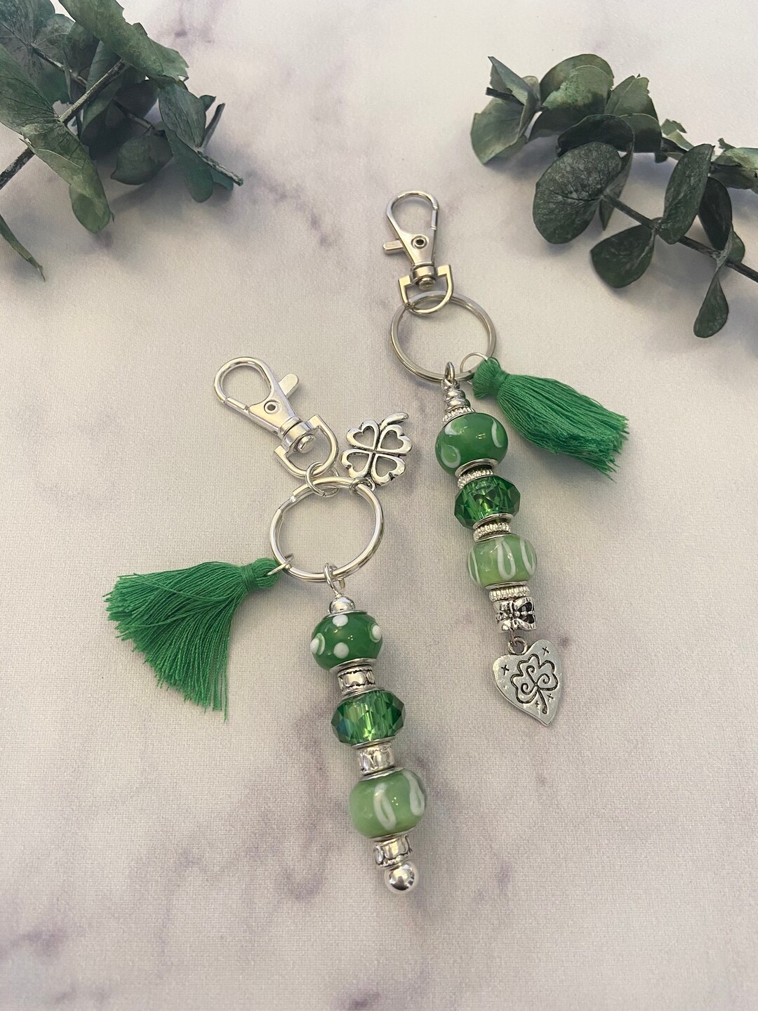 Keychain, St. Patrick’s, Glass Bead, Green Keychain, Gifts, Special ...