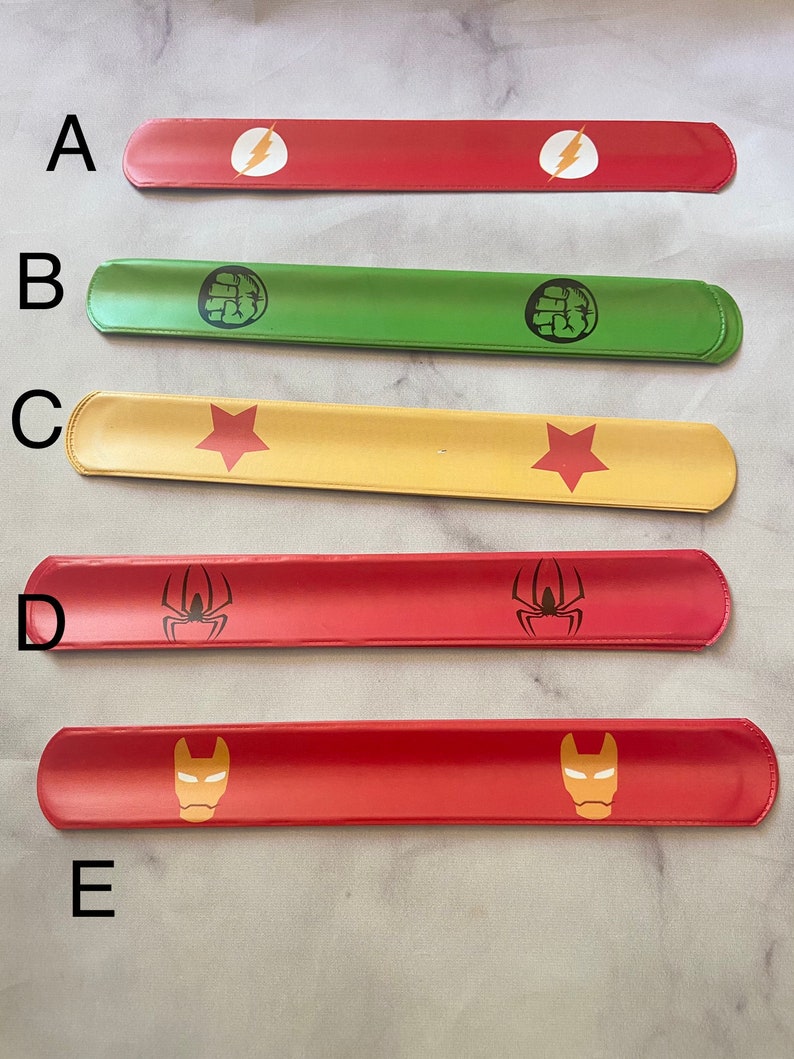 Super Hero Slap Bracelets Super Hero Party Party Favors - Etsy