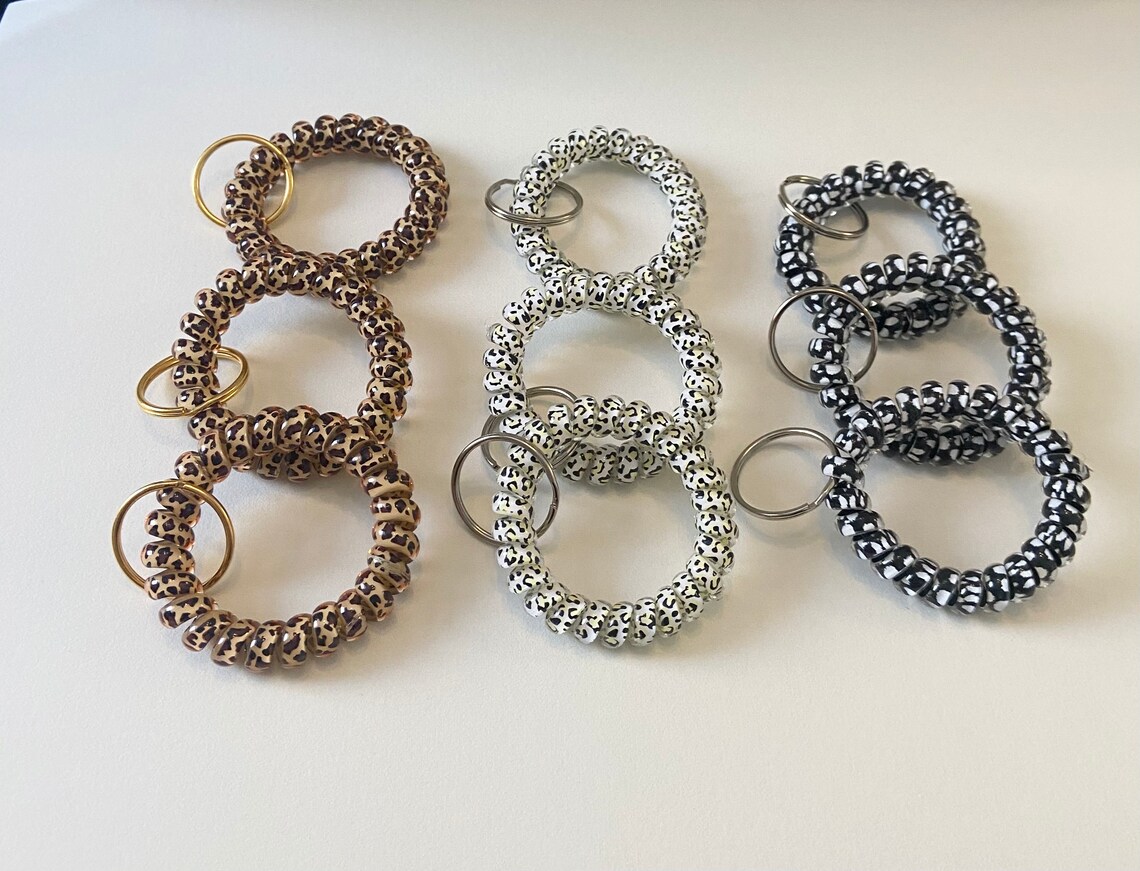 Keychain Coil Hair Tie Keychain Bracelet Stretchy Bracelet | Etsy