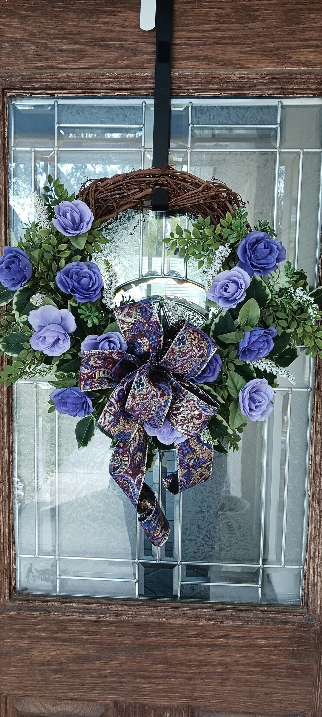 Lavender and Purple Rose Wreath - Etsy