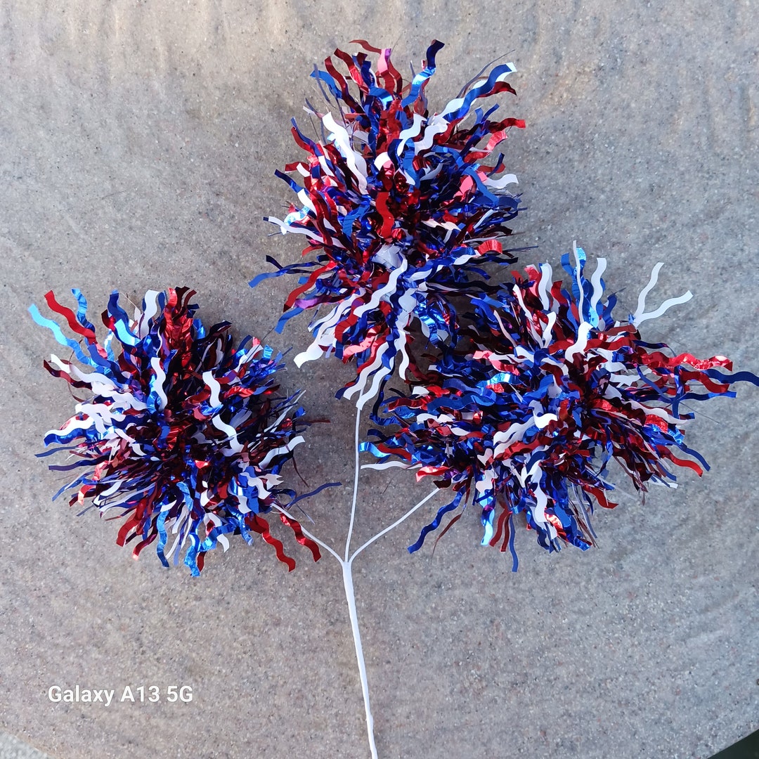 Firecracker Wreath Pick, 4th of July Wreath Pick, Tinsel Wreath Pick ...