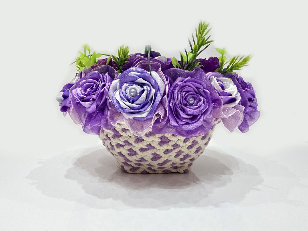 Elegant Violet Satin Rose Arrangement | Luxury Quality Artificial ...
