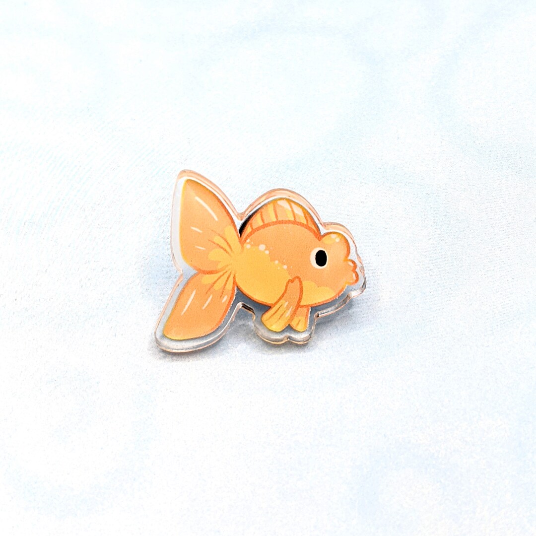 1 Yellow Ranchu Goldfish Acrylic Pin - Etsy