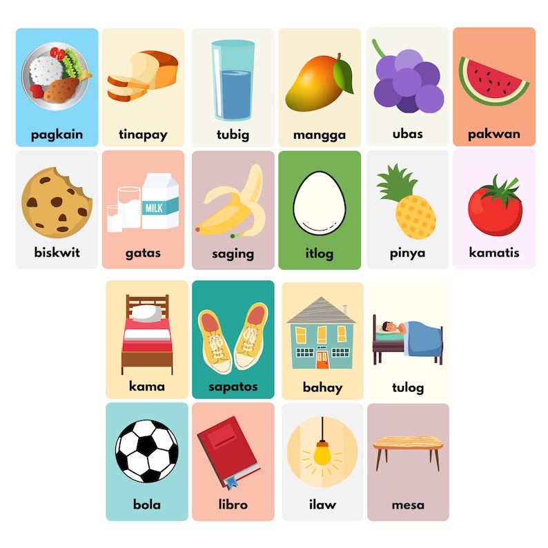 Tagalog Flash Cards for Kids, Filipino Educational Flash Cards for ...