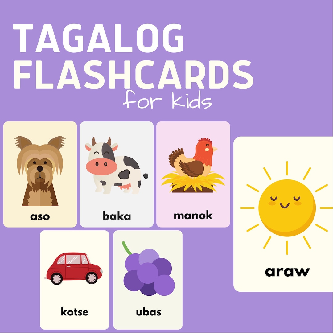 Tagalog Flash Cards for Kids, Filipino Educational Flash Cards for ...