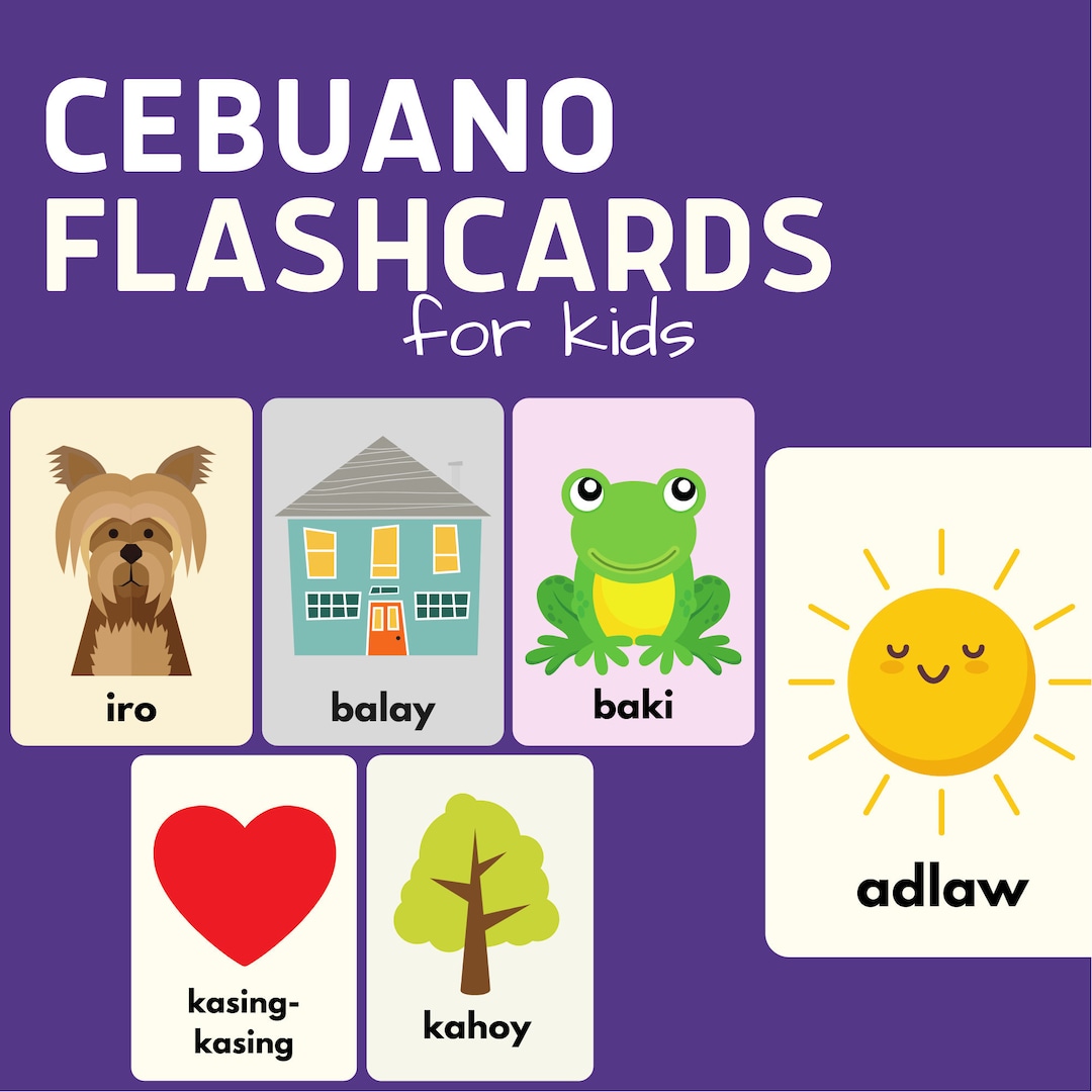 Cebuano Flash Cards for Kids, Filipino Educational Flash Cards for ...