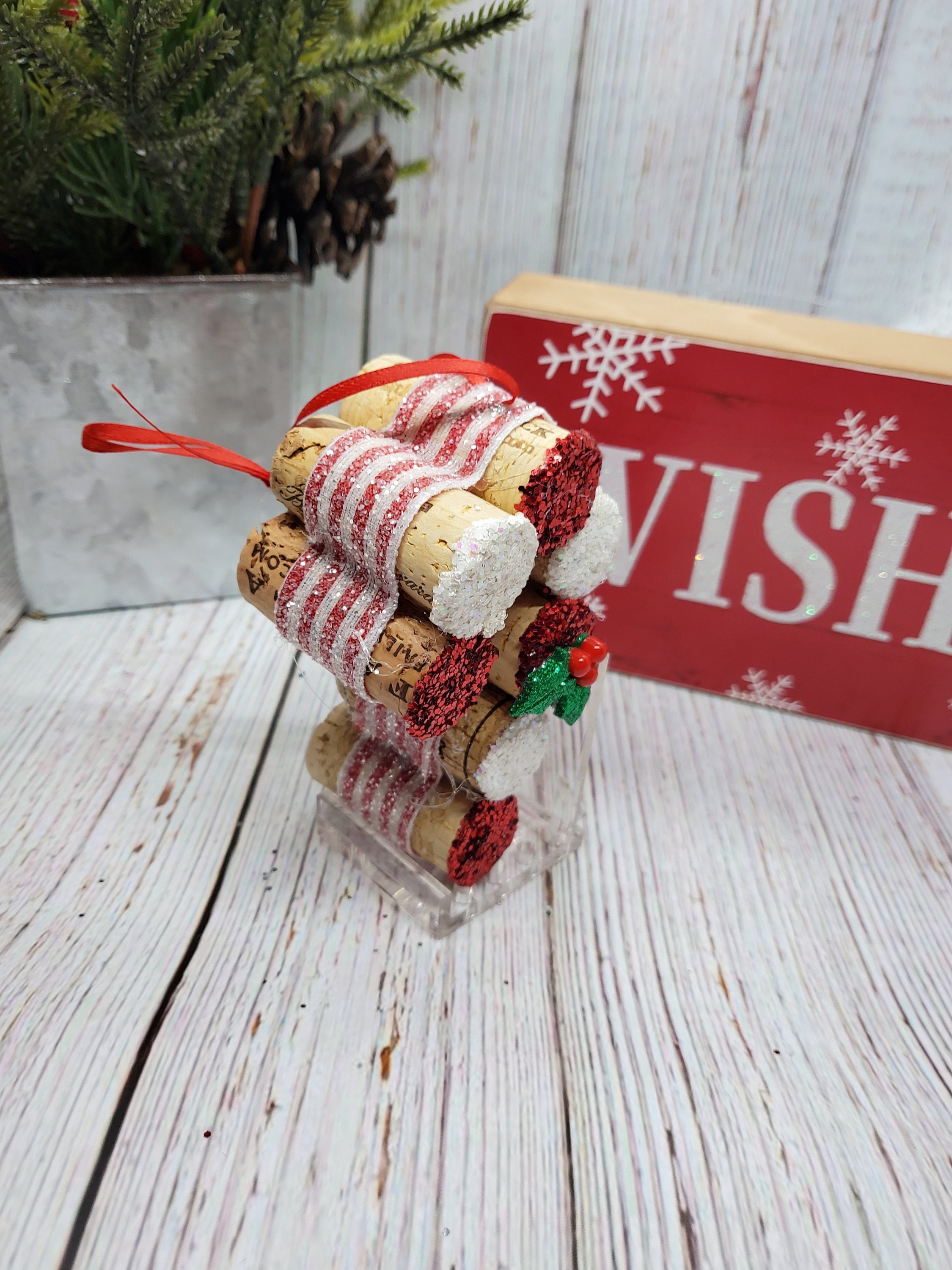 Candy Cane Cork Ornament - Etsy