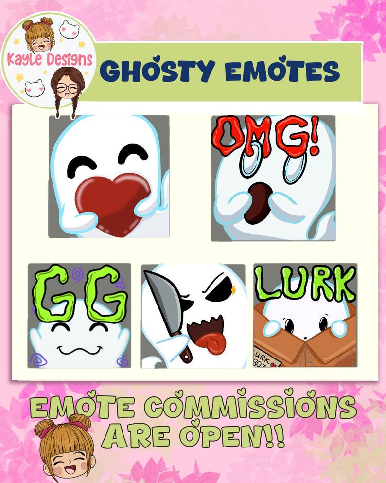 Cute Ghost Emotes Pack | Twitch, Discord, Youtube | Cozy Pastel Stream ...