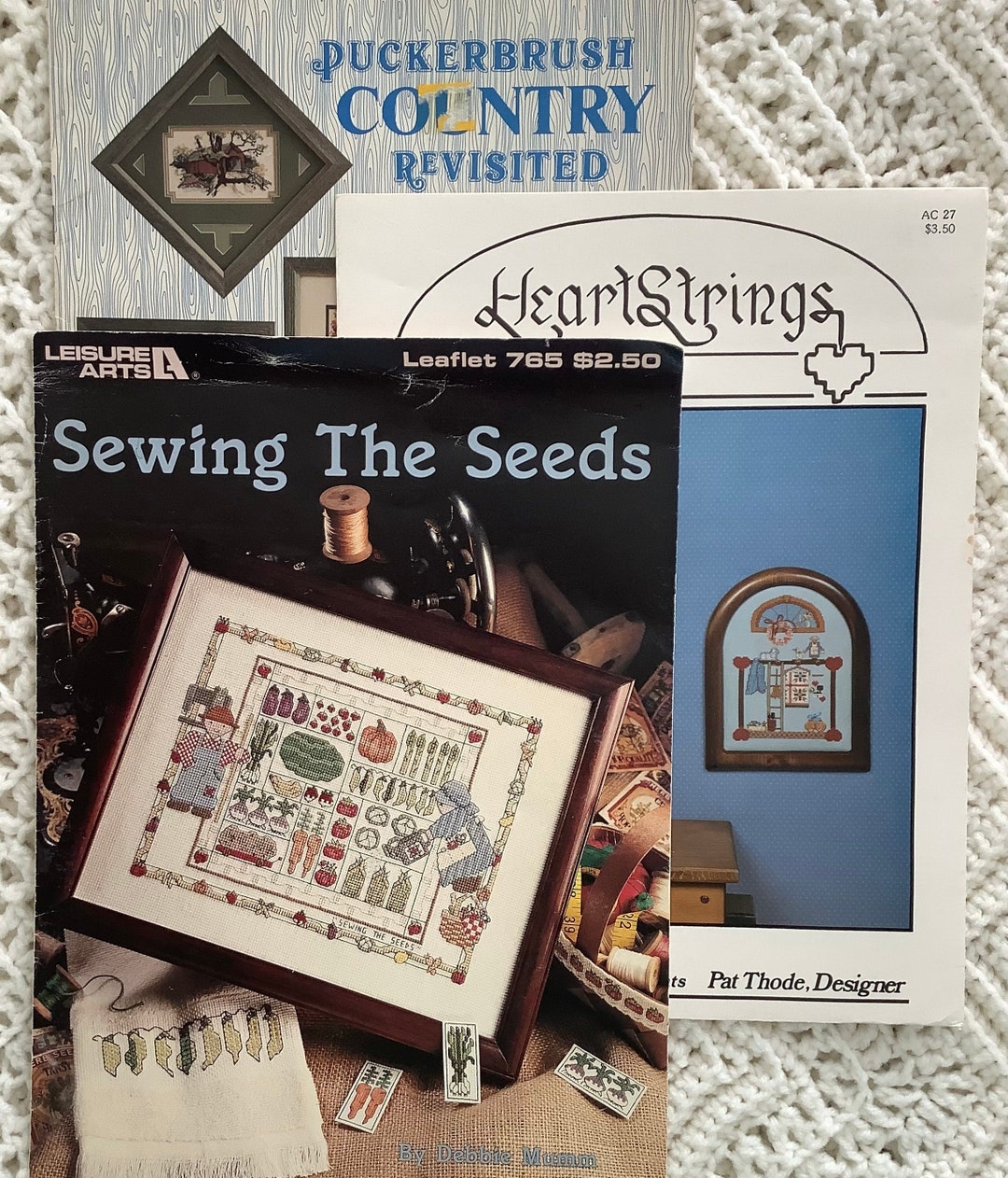 Americana, Folk Art, Farm, Covered Bridge, Sampler Vintage Counted ...