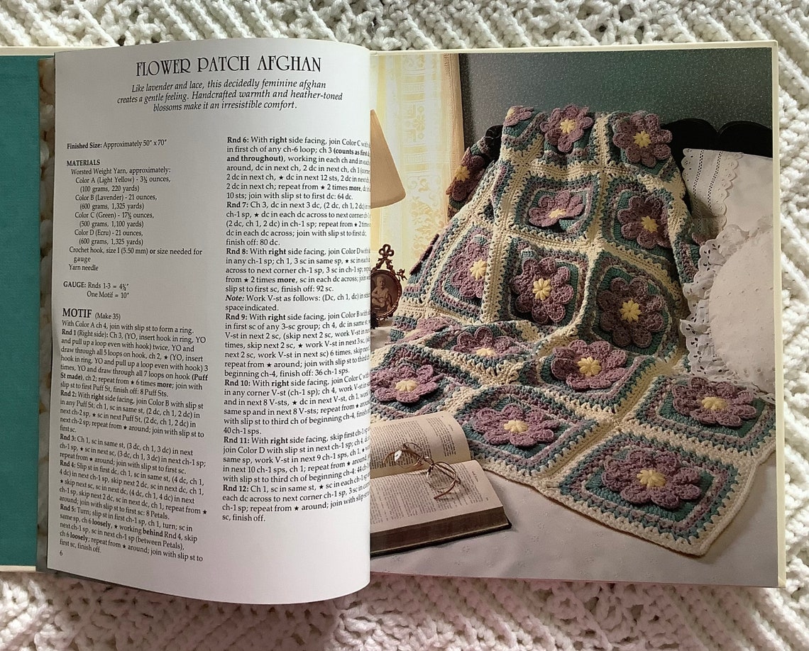 Afghans Lot of 2 Vintage Crochet Booklets Red Heart, Crochet Treasury ...