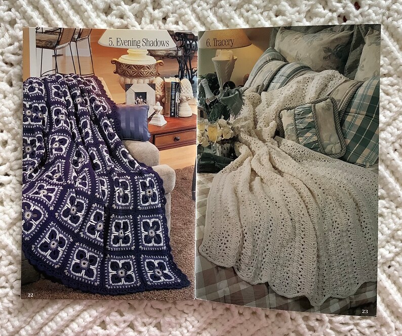 Afghans Lot of 2 Vintage Crochet Booklets Red Heart, Crochet Treasury ...