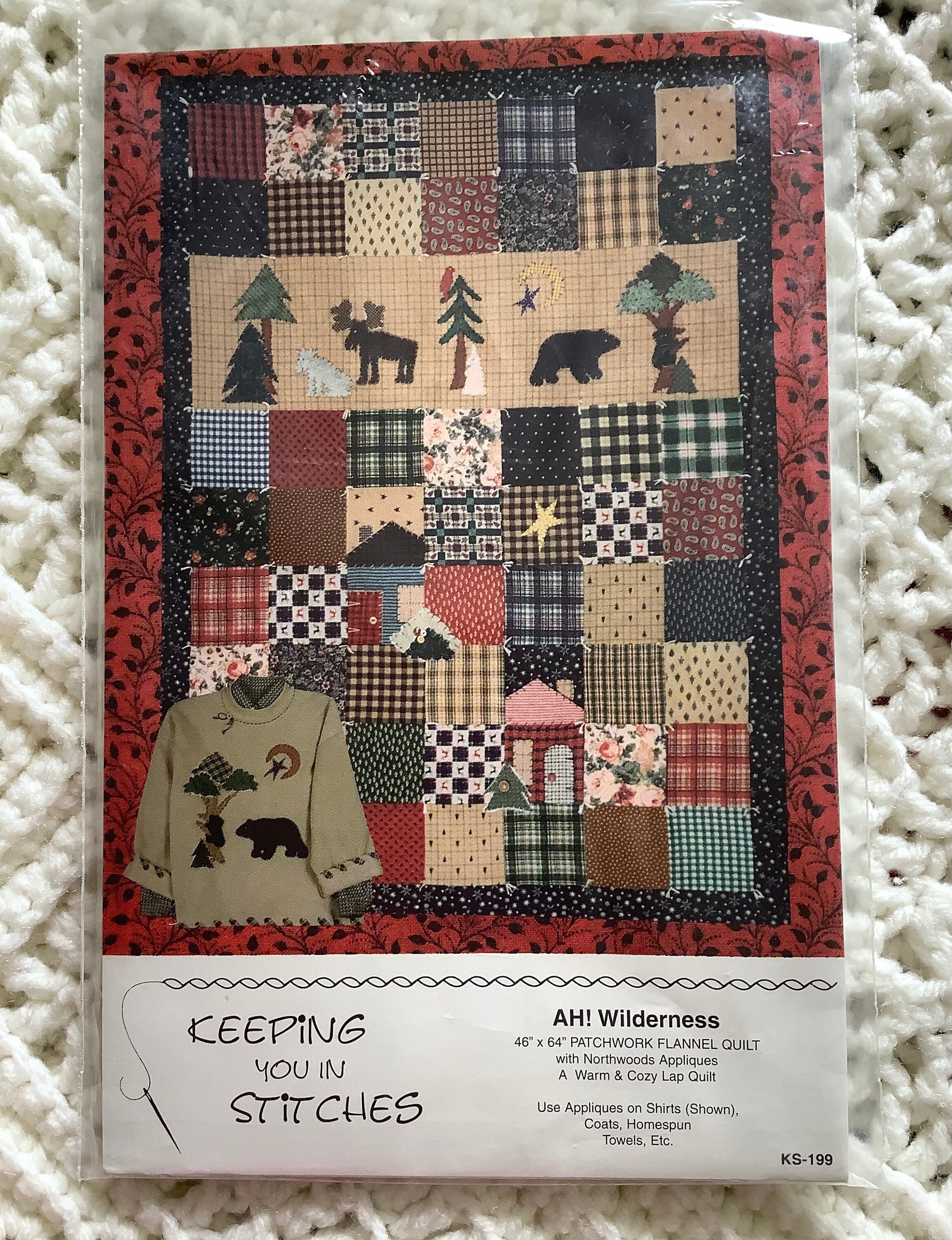 AH Wilderness Vintage Patchwork Flannel Quilt Pattern With Northwoods ...