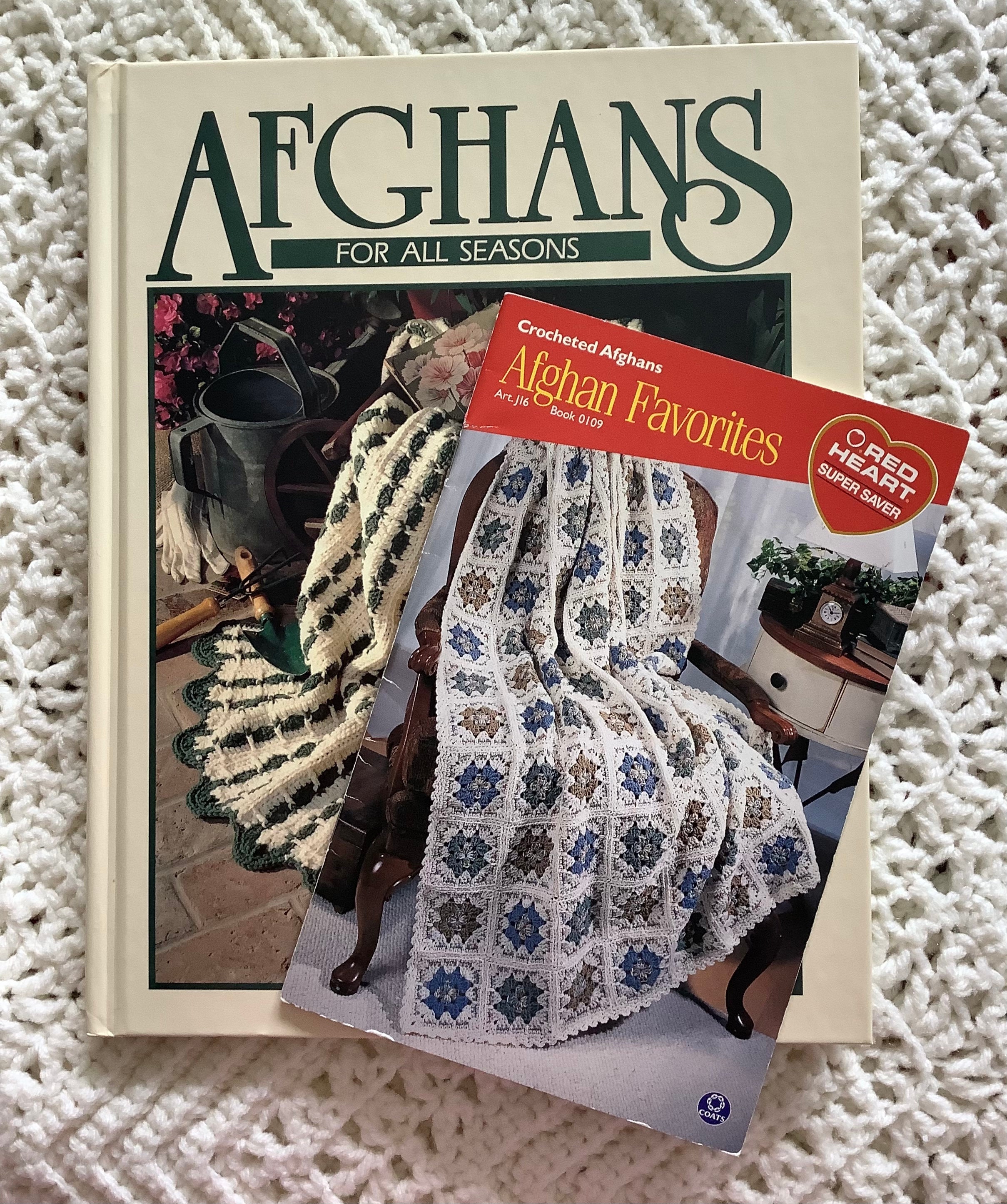 Afghans Lot of 2 Vintage Crochet Booklets Red Heart, Crochet Treasury ...