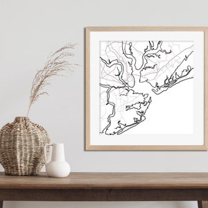 Charleston, SC Line Drawing Map - Etsy