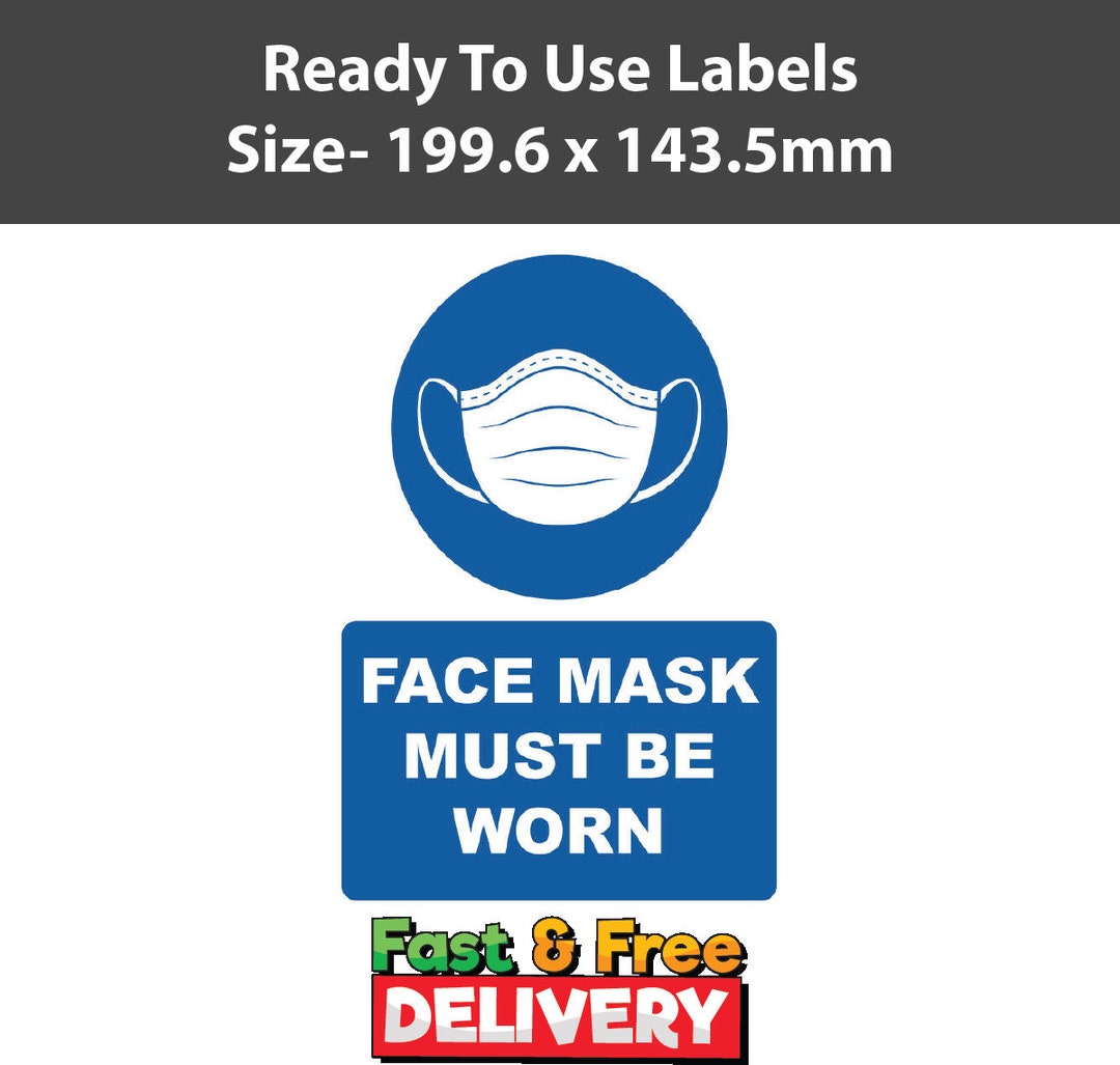4 Please Wear a Face MASK SIGN / Stickers / Labels / Tags Social ...