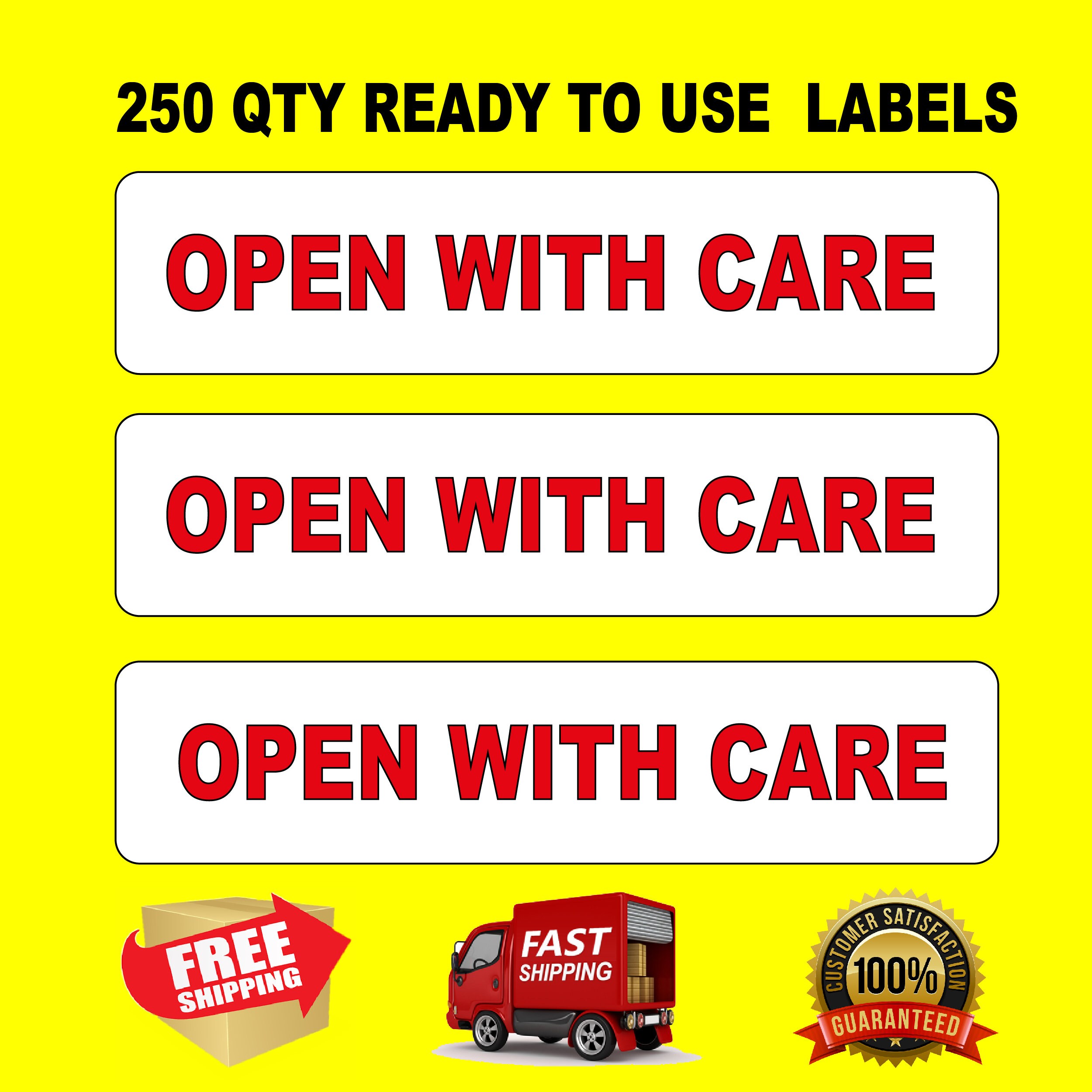 Open with Care Warning Packaging Stickers Instructional Opening Package ...