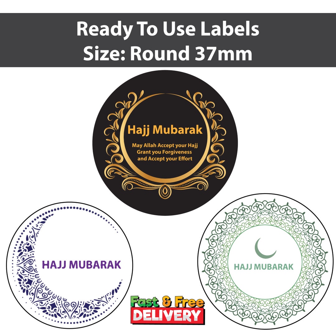 Hajj Mubarak Labels / Stickers for Muslims Gifts for Eid Ul Adha and ...