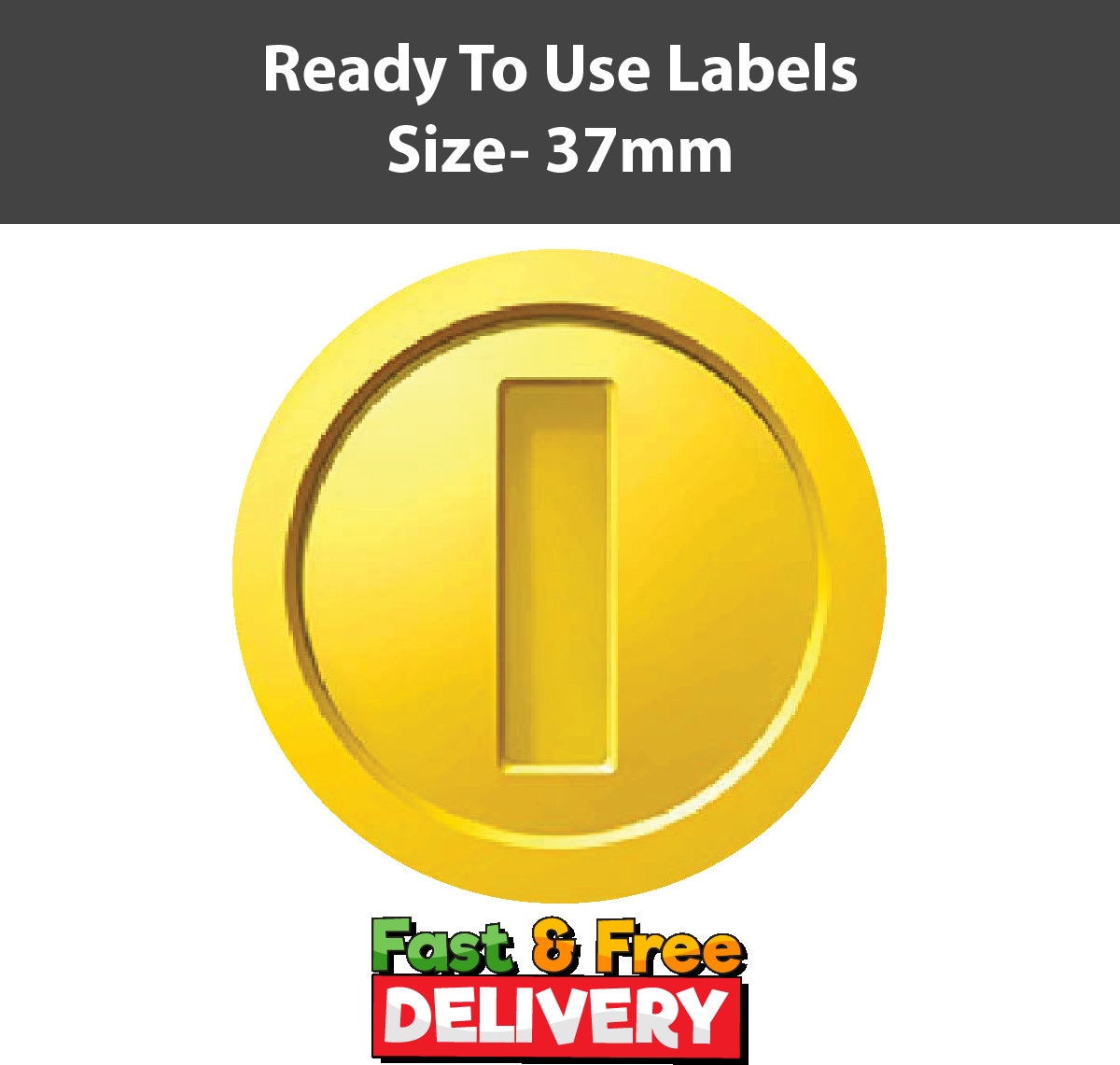 300 Super Mario Gold Coin Stickers Ideal for Chocolate Coins Labels ...