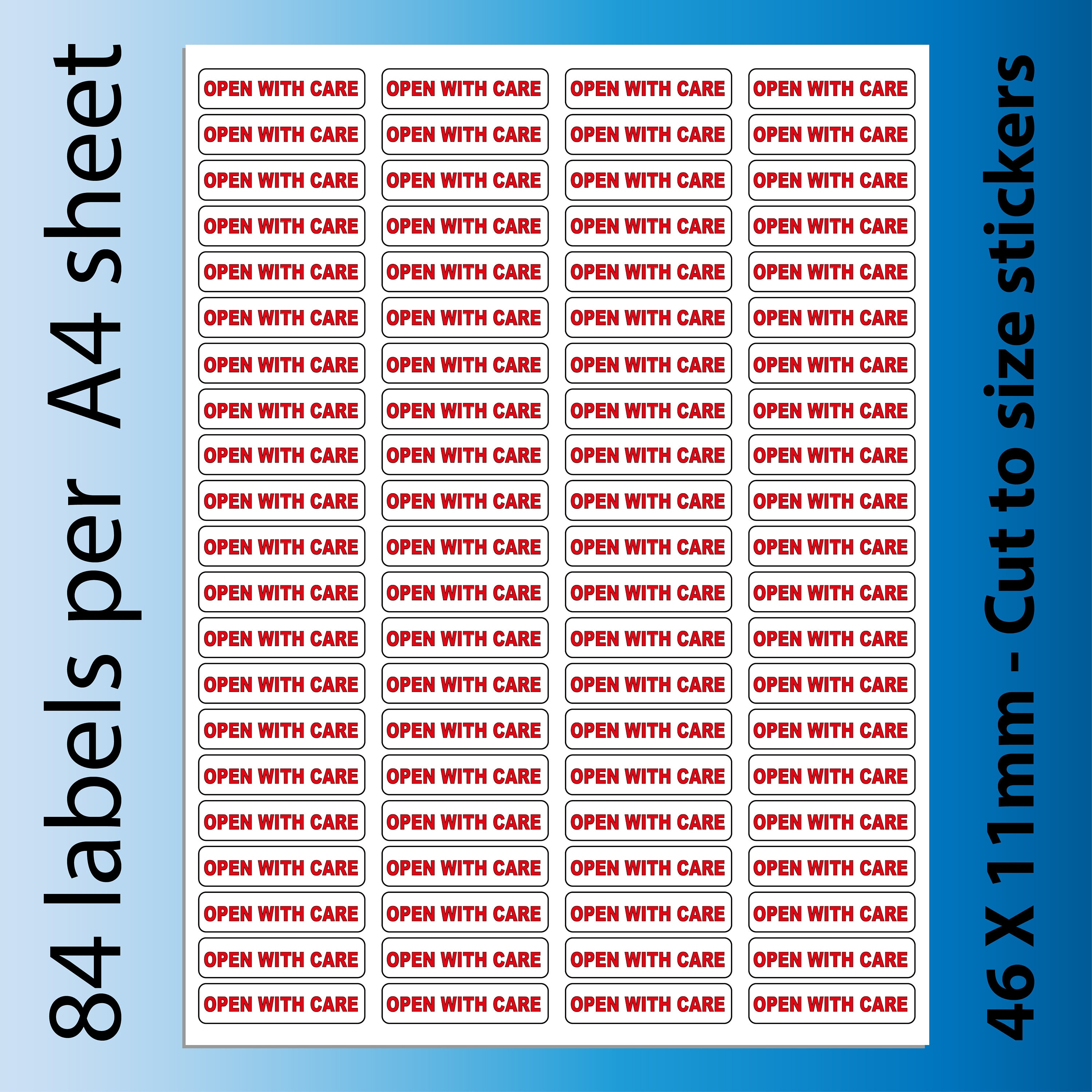 Open With Care Warning Packaging Stickers Instructional Opening Package ...